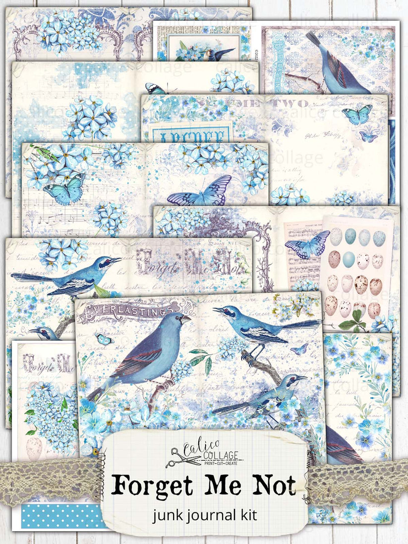 Forget Me Not Junk Journal Kit – CalicoCollage