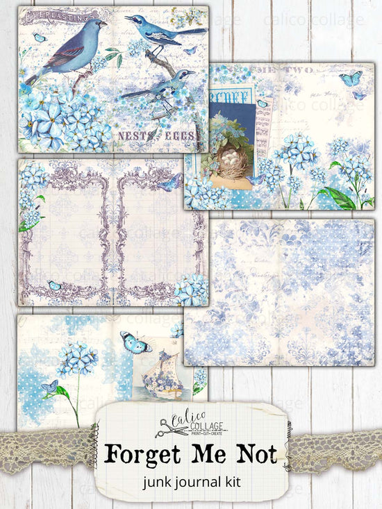 Forget Me Not Junk Journal Kit – CalicoCollage