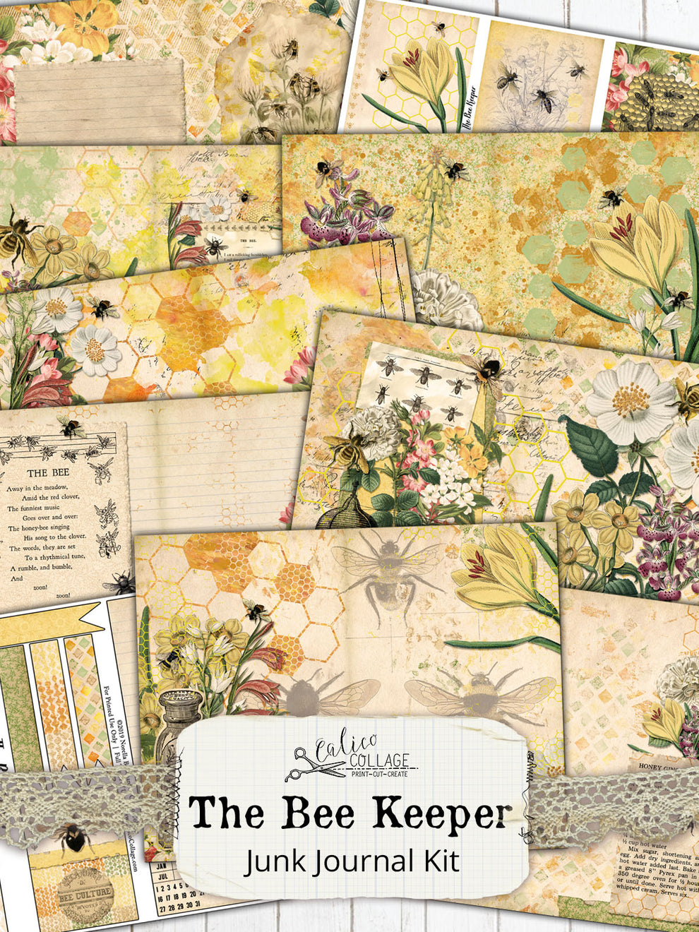 The Bee Keeper Printable Junk Journal Kit – CalicoCollage