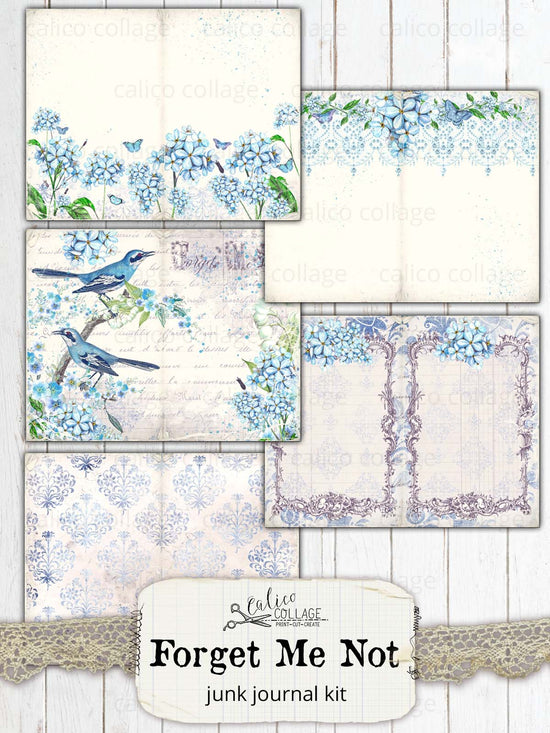 Forget Me Not Junk Journal Kit – CalicoCollage