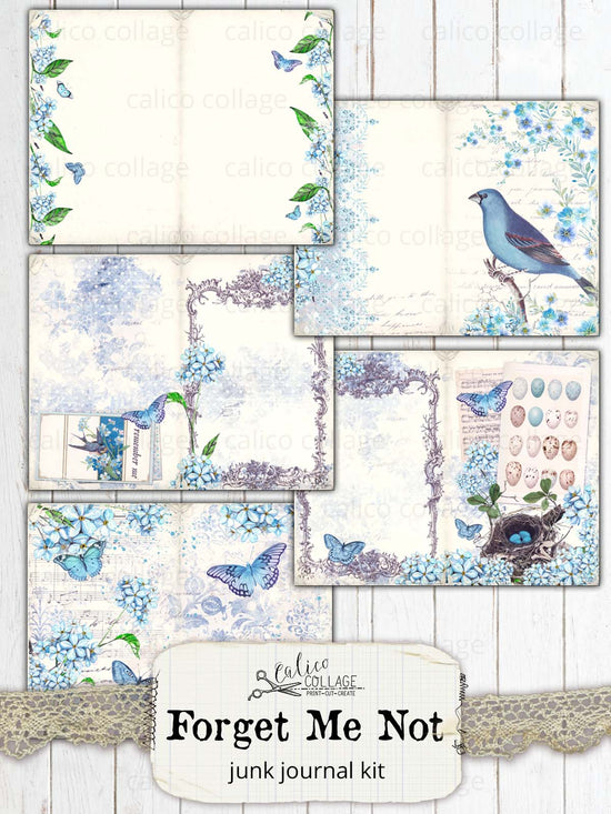 Forget Me Not Junk Journal Kit – CalicoCollage