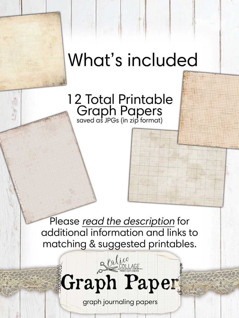 Junk Journal Graph Paper, Journaling Papers – CalicoCollage