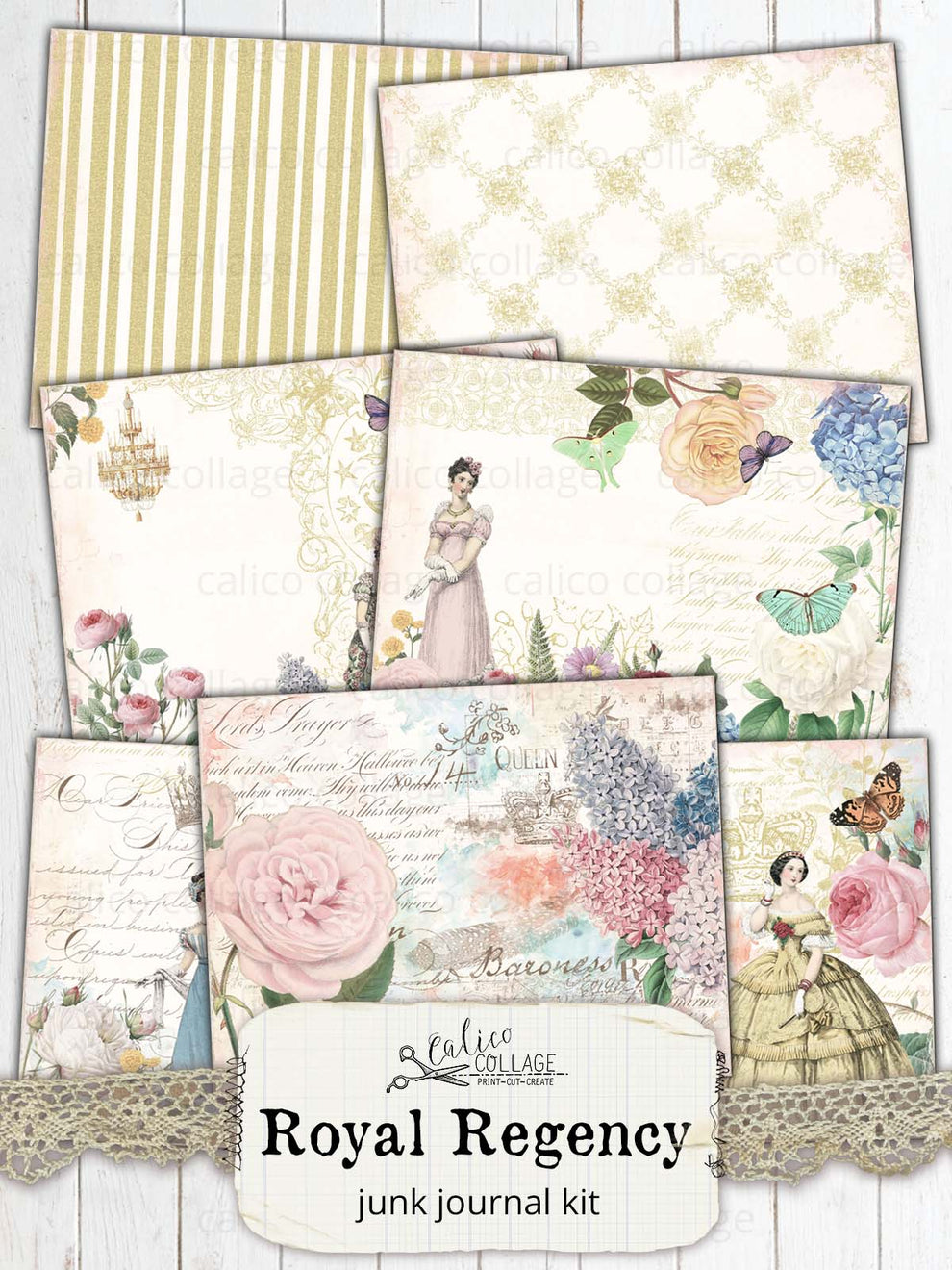 Royal Regency Junk Journal Kit, Printable Journal Supplies – CalicoCollage