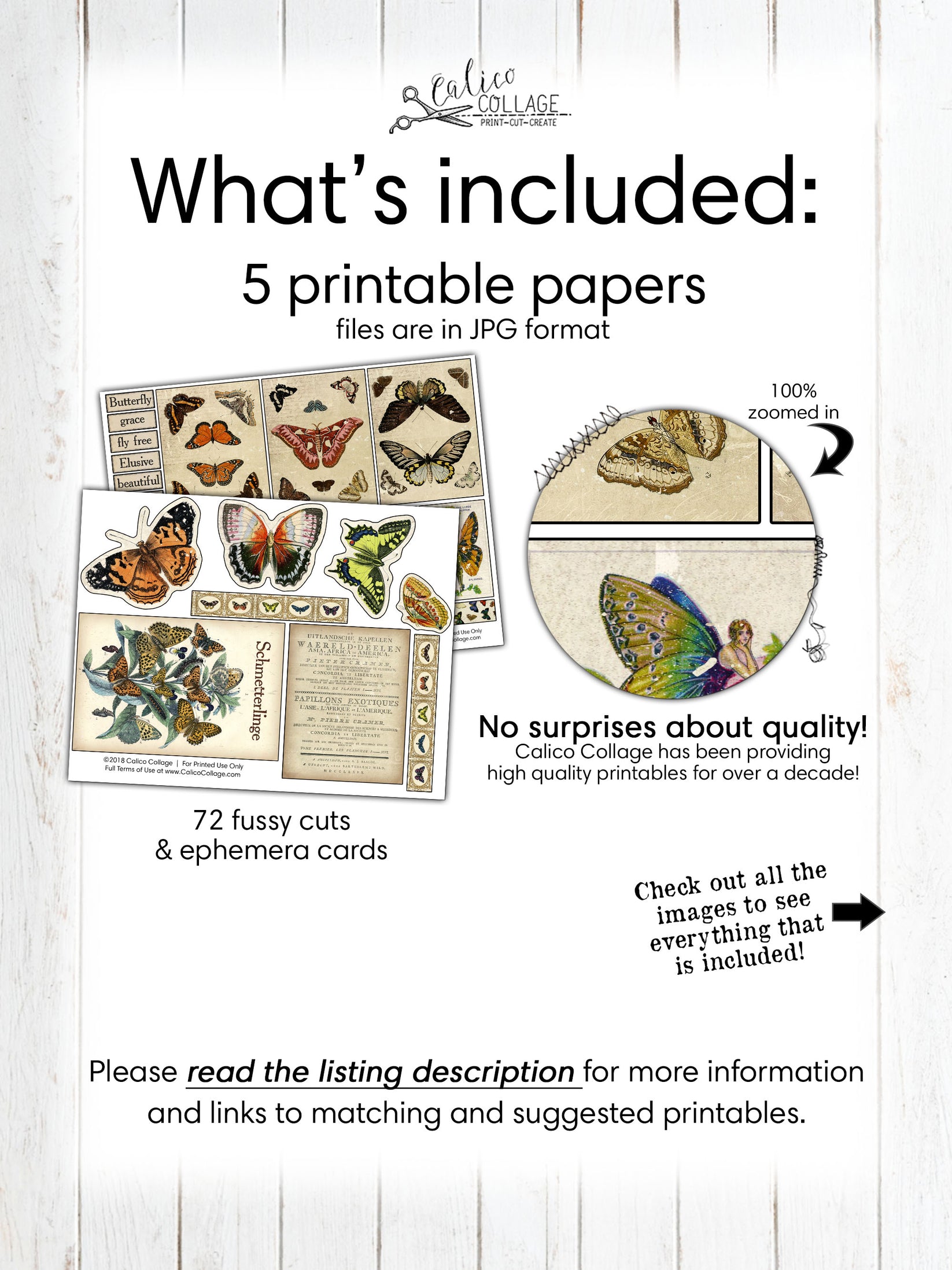 Butterfly Ephemera, Junk Journal Printable – CalicoCollage
