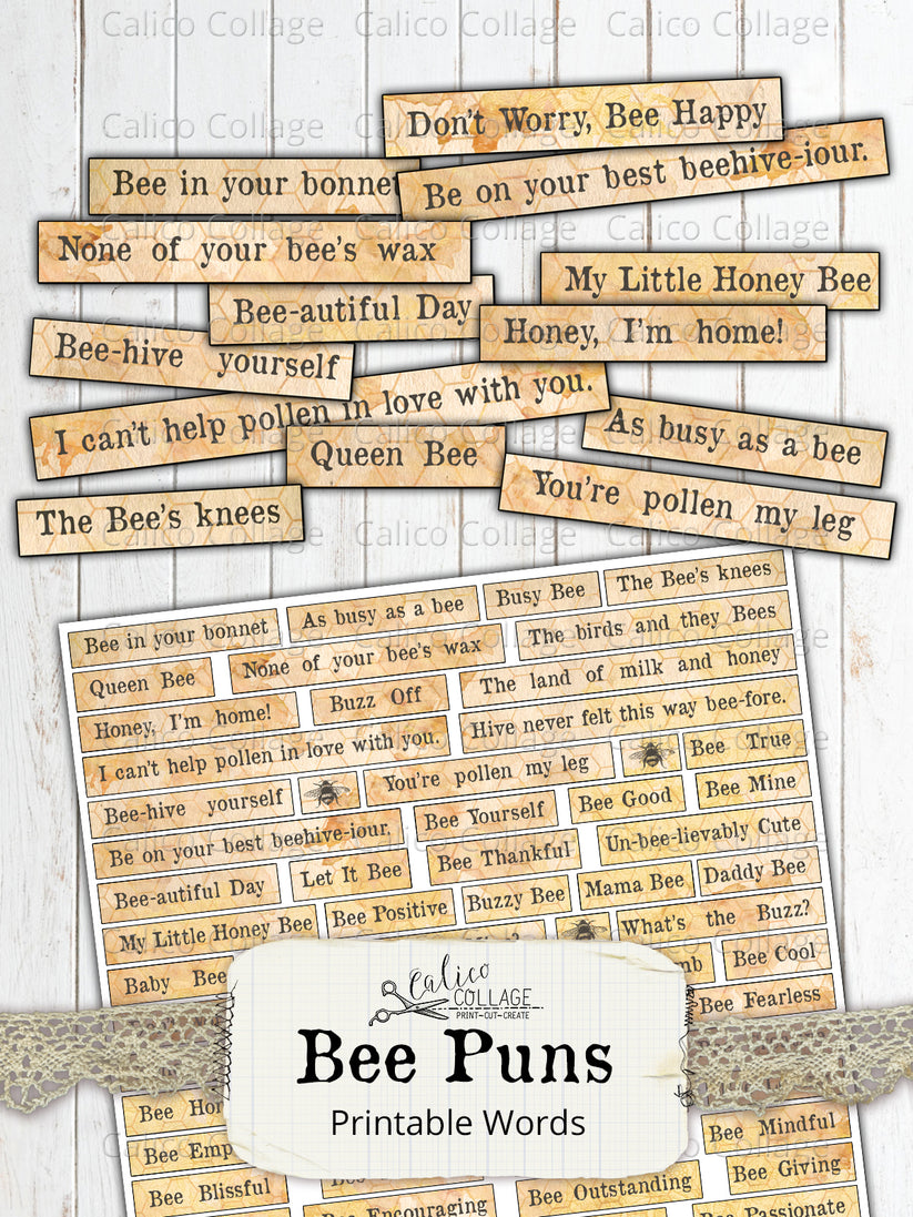 Bee Puns Ephemera Words, Bee Keeper – CalicoCollage